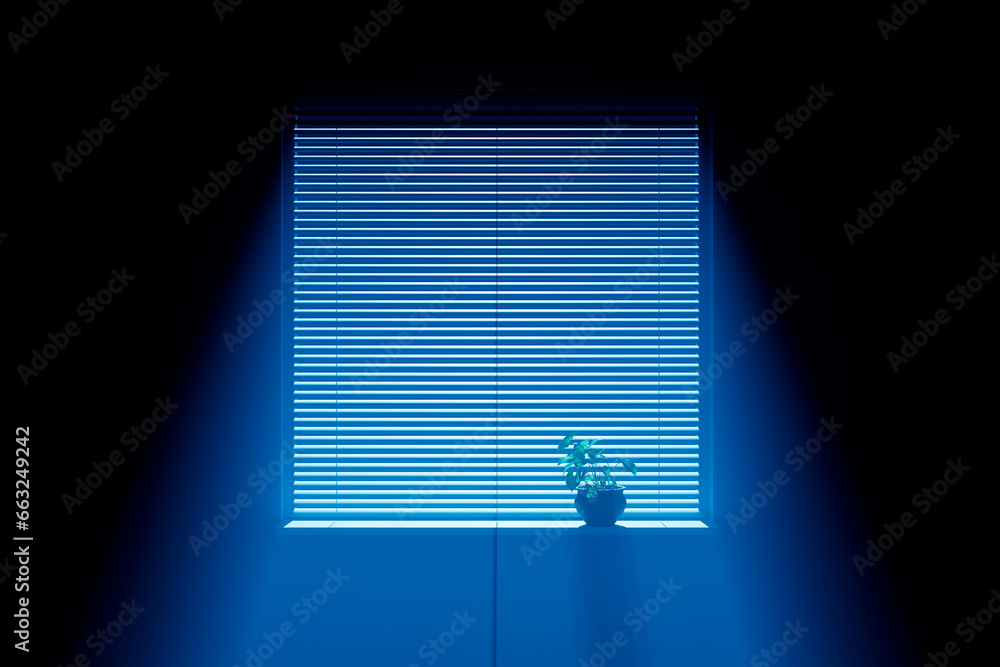 Moonlight on the floor through a window with horizontal blinds. Stock ...