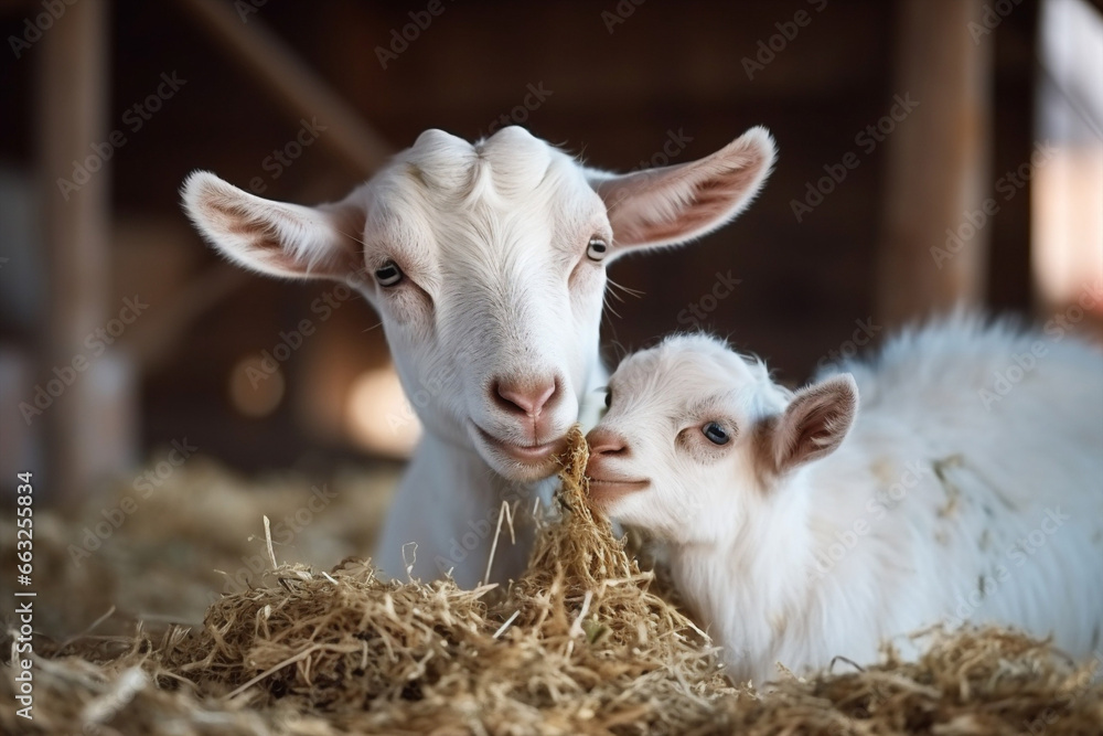 Grass landscape rural sun farming goat baby domestic green cute animals ...