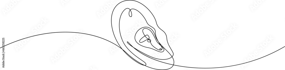 Hearing aid in human ear continuous one line drawing. Hearing device ...