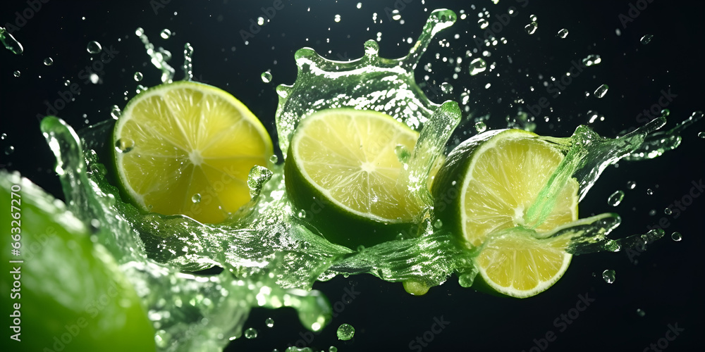 Lime And Water Half Of Lime On White Falling Into Water With Splash lime-and-water-half-of-lime-on-white-falling-into-water-with-splash