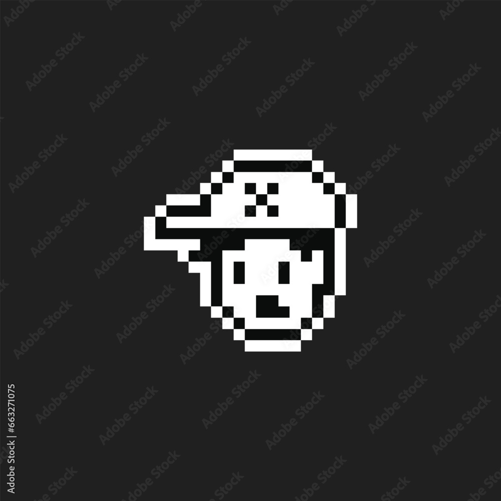 this is character face icon use 1 bit style in pixel art with white ...