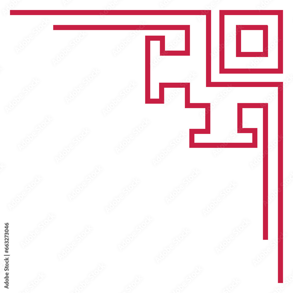 red corner line, border Chinese.Korean element lines. Japan .Asia ...