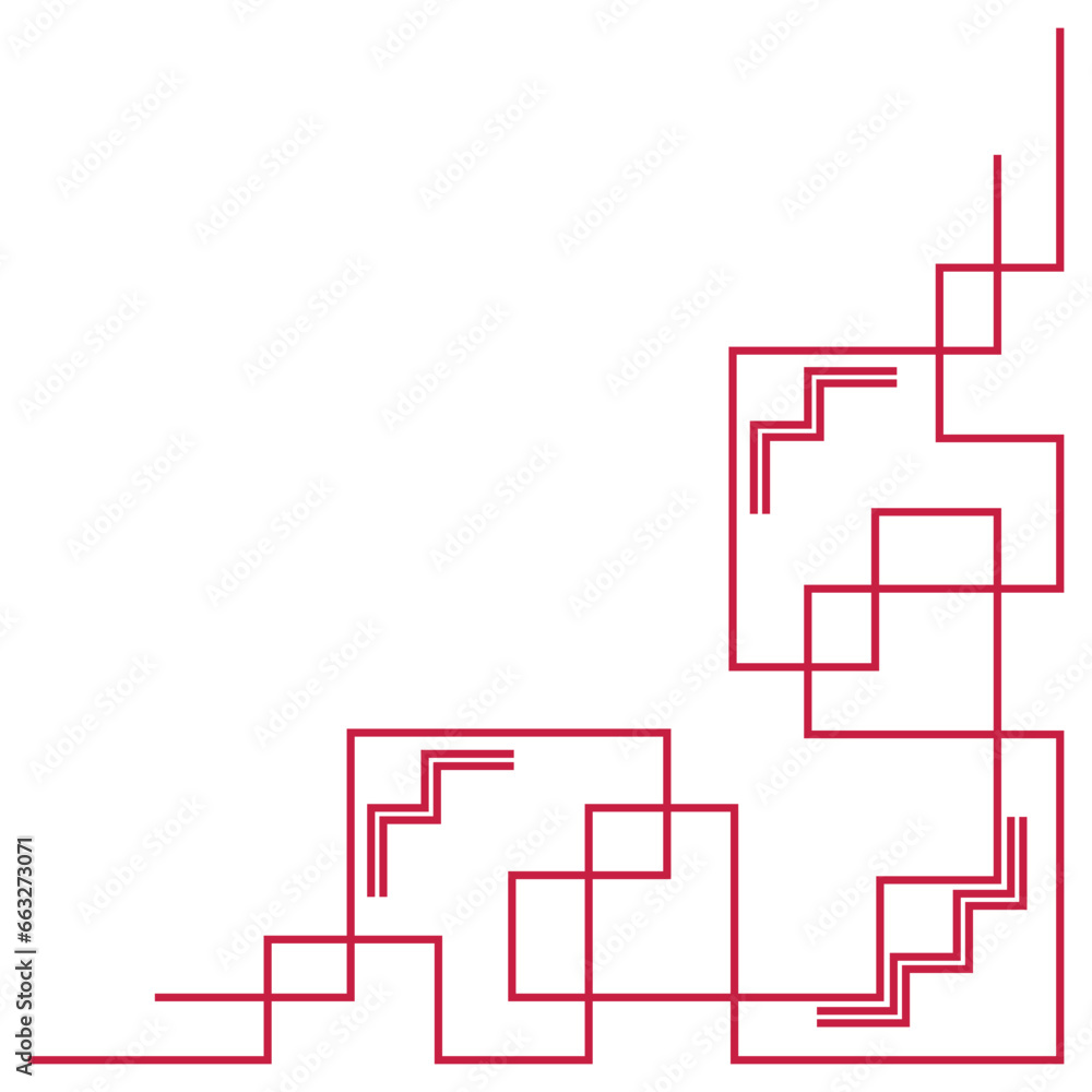 red corner line, border Chinese.Korean element lines. Japan .Asia ...