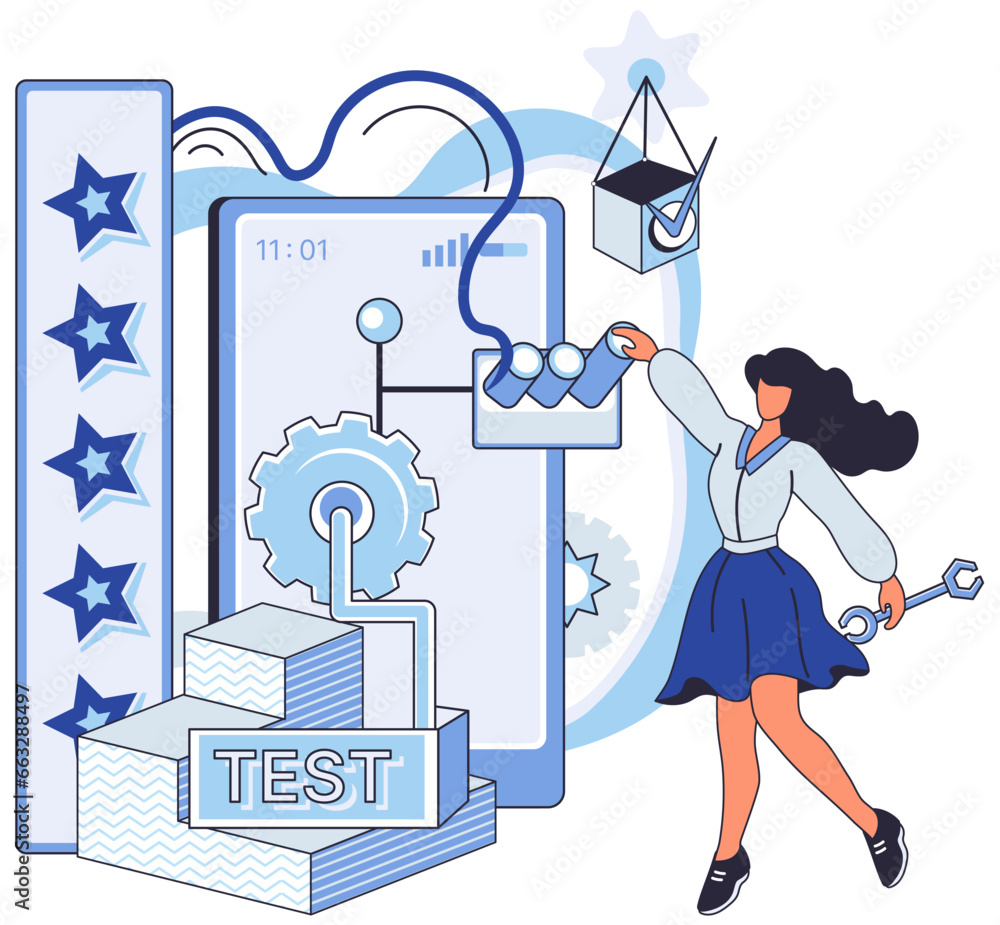 Application testing metaphor. Vector illustration. Software testing ...