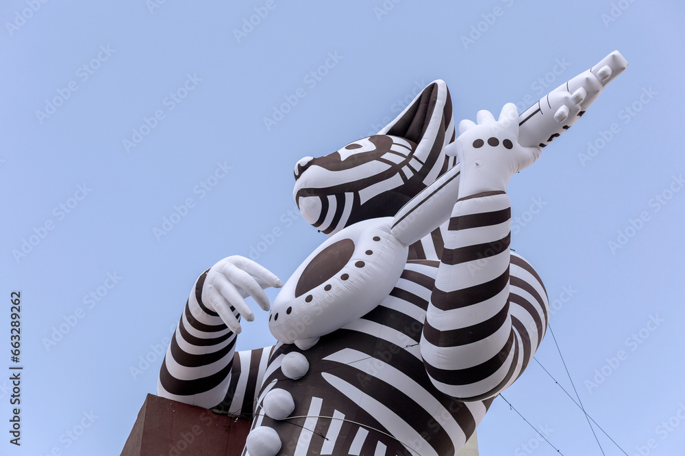 Inflatable statue installed on the entrance of Imperial Hotel in Tel ...