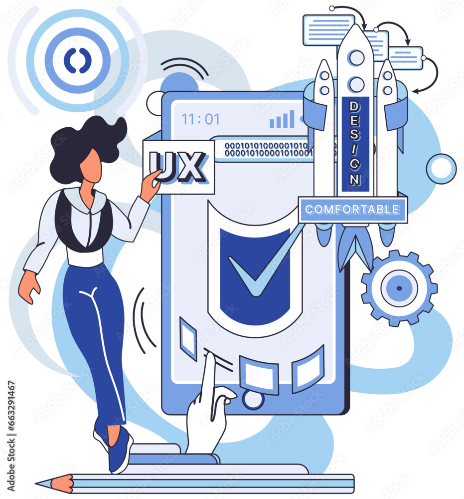 User experience design. Vector illustration. Designing software ...