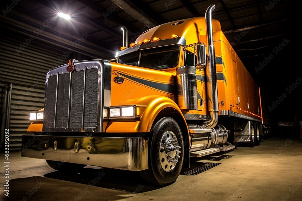 Inspecting semi truck maintenance checklist. Generative AI Stock ...