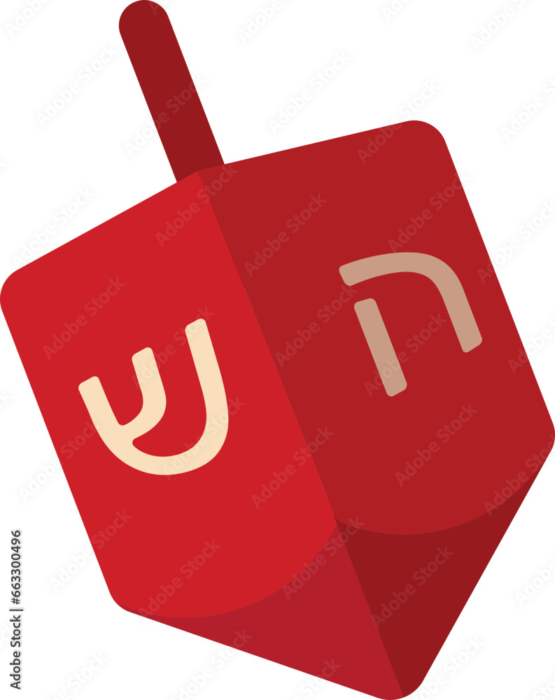 Isolated traditional Jewish dreidel on a white background. Flat hand ...