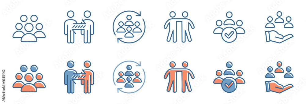 collection of human resource teamwork partnership connection icon set ...