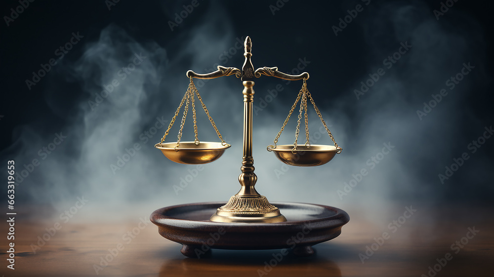 The scales of justice are a symbol of law and authority, weighing guilt ...
