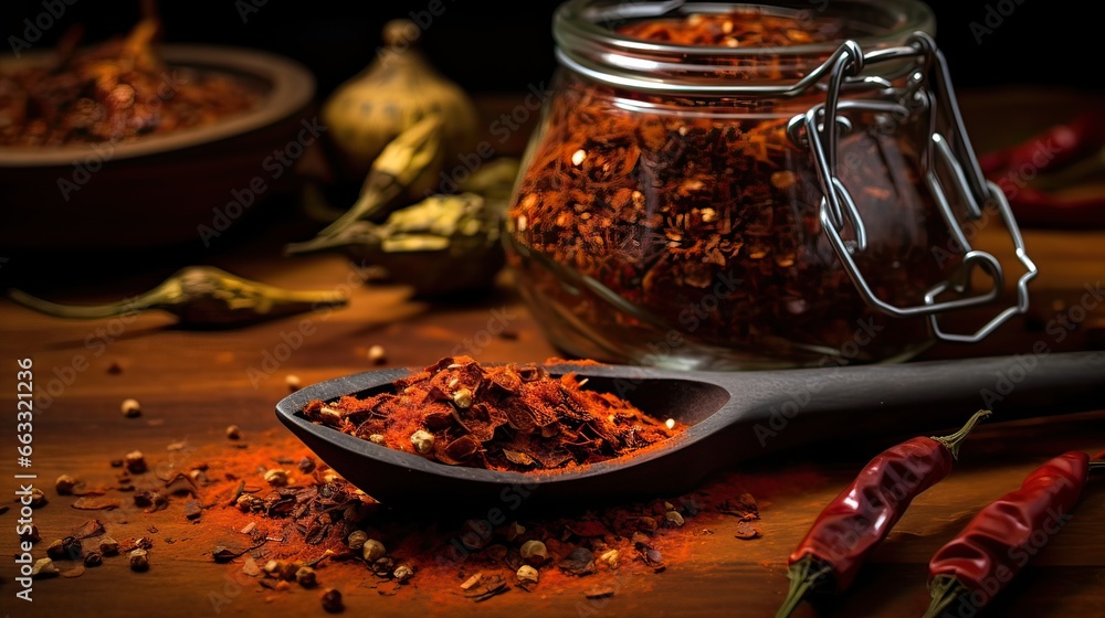 Spicy ghost pepper flakes, renowned as some of the hottest chili flakes ...