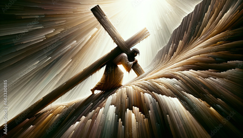 The Passion of Christ: Jesus Caries his Cross up the hill of Golgotha ...