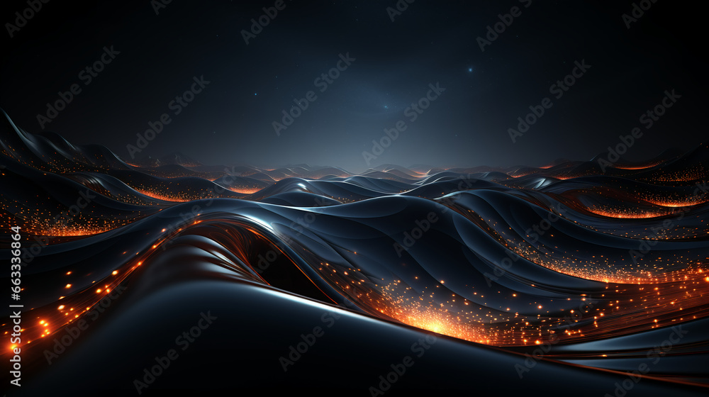 abstract dark cosmic 3D perspective with breathtaking black and gold ...