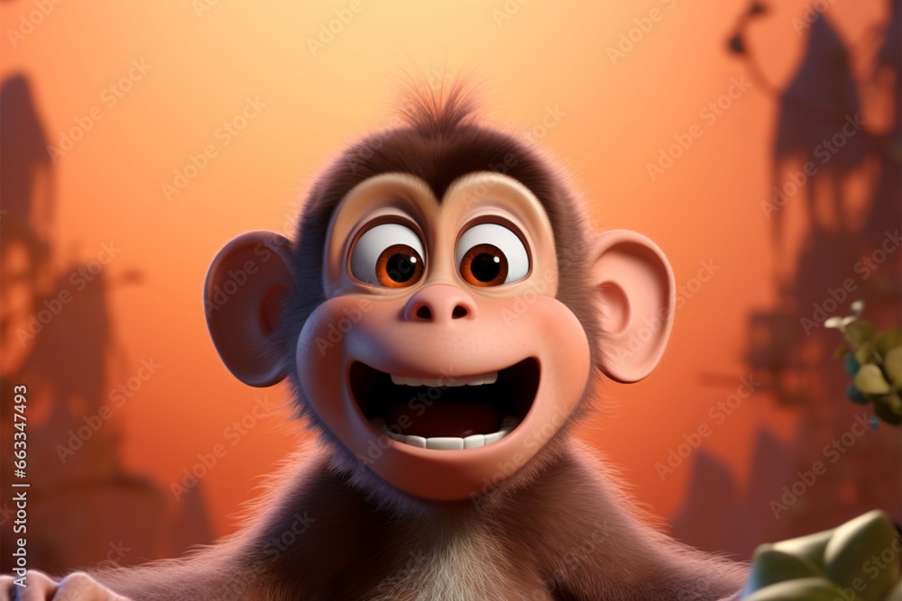 Animated mischief A little monkey comes to life in a cartoon Stock ...