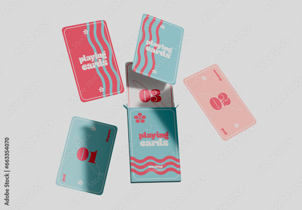Floating Playing Cards Mockup Stock Template | Adobe Stock