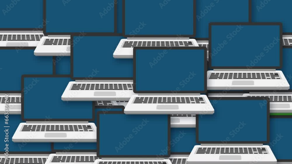 laptop Many sign - 2D Transition animation background. Concepts of ...
