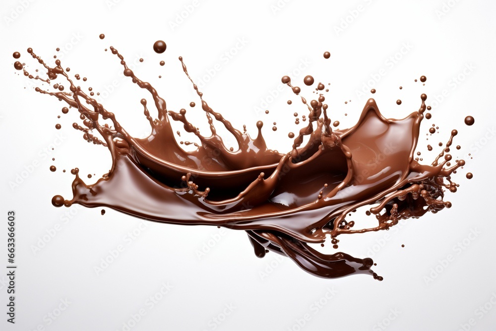 milk chocolate splash effect on plain white background Stock ...