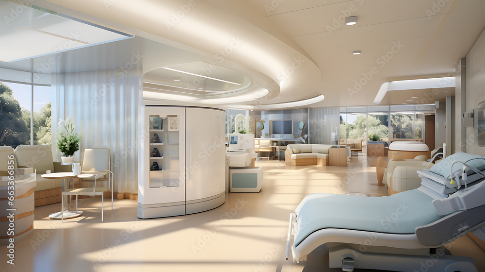 a modern hospital with state-of-the-art medical equipment, dedicated ...