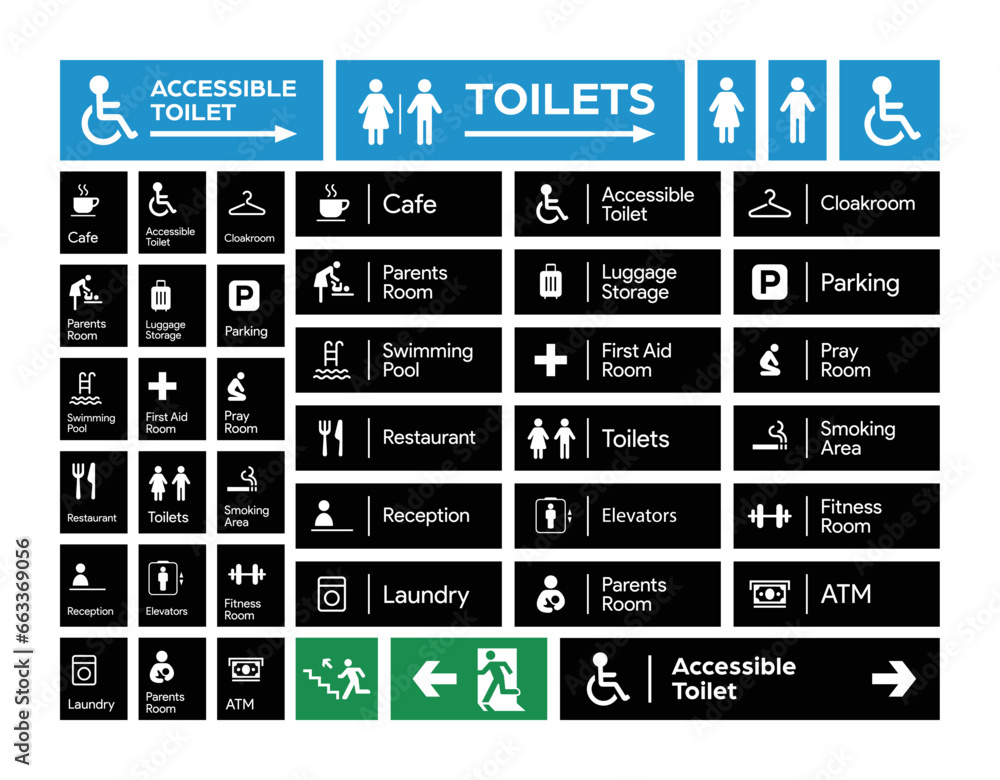 Wayfinding Signage Indicators Signs Labels Mall Airport Stock Vector ...