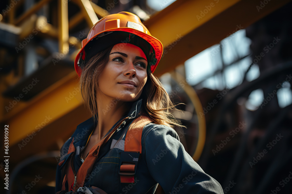 Empowered Female Construction Worker Proficient and Proud at the ...