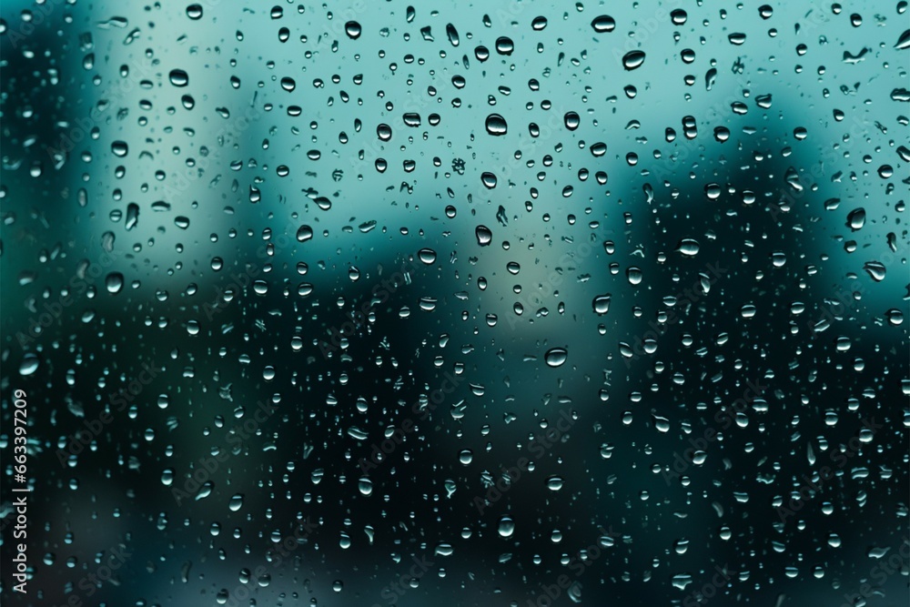 Wet window view Raindrop speckled glass during the monsoon season Stock ...