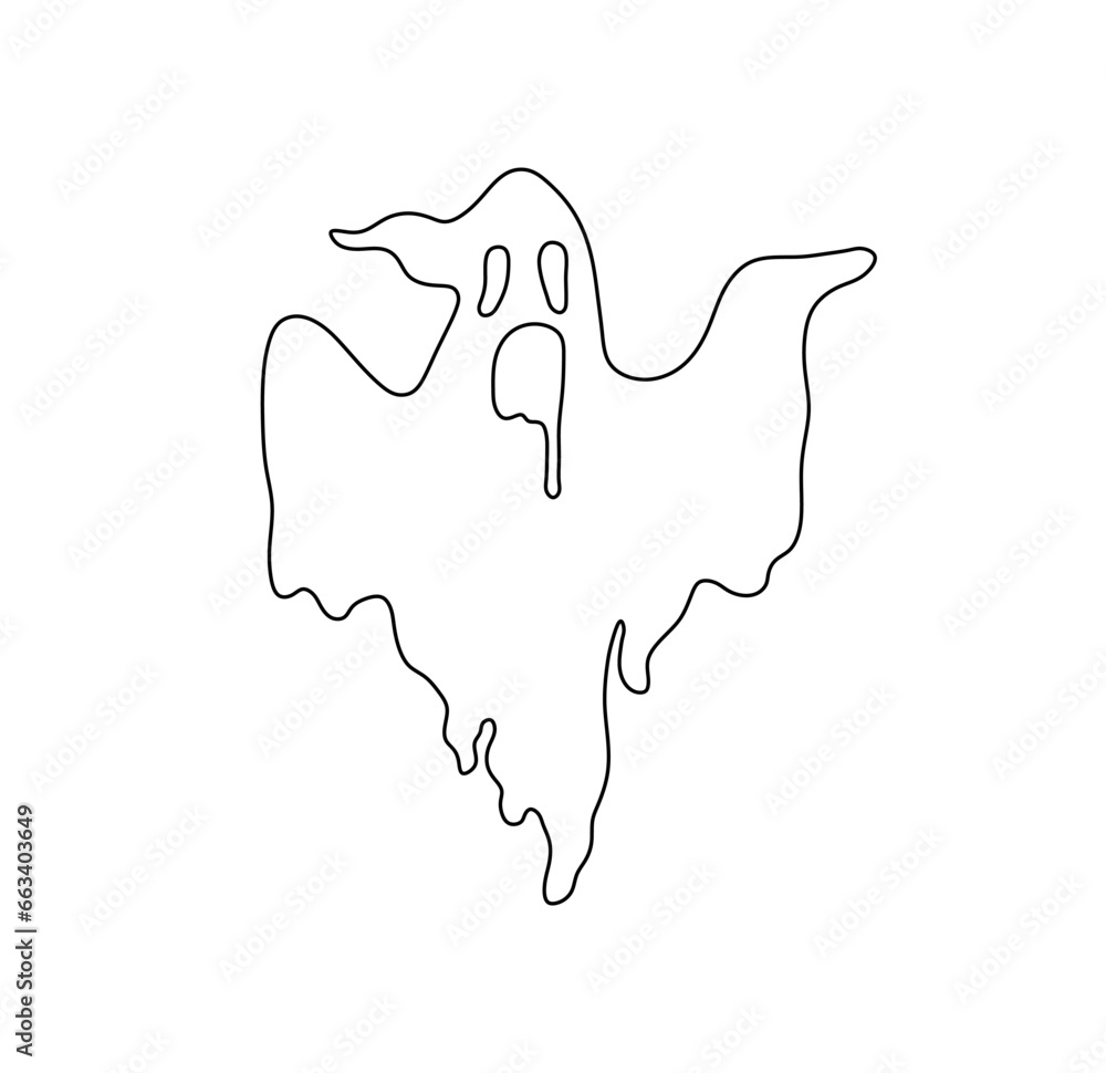 Vector isolated one single scary spooky ghost in hood under sheet ...