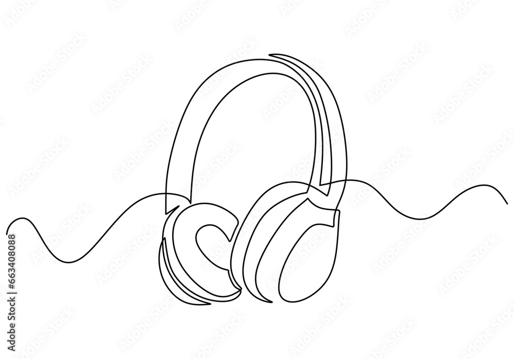 Headphone continuous one line drawing Stock Vector | Adobe Stock