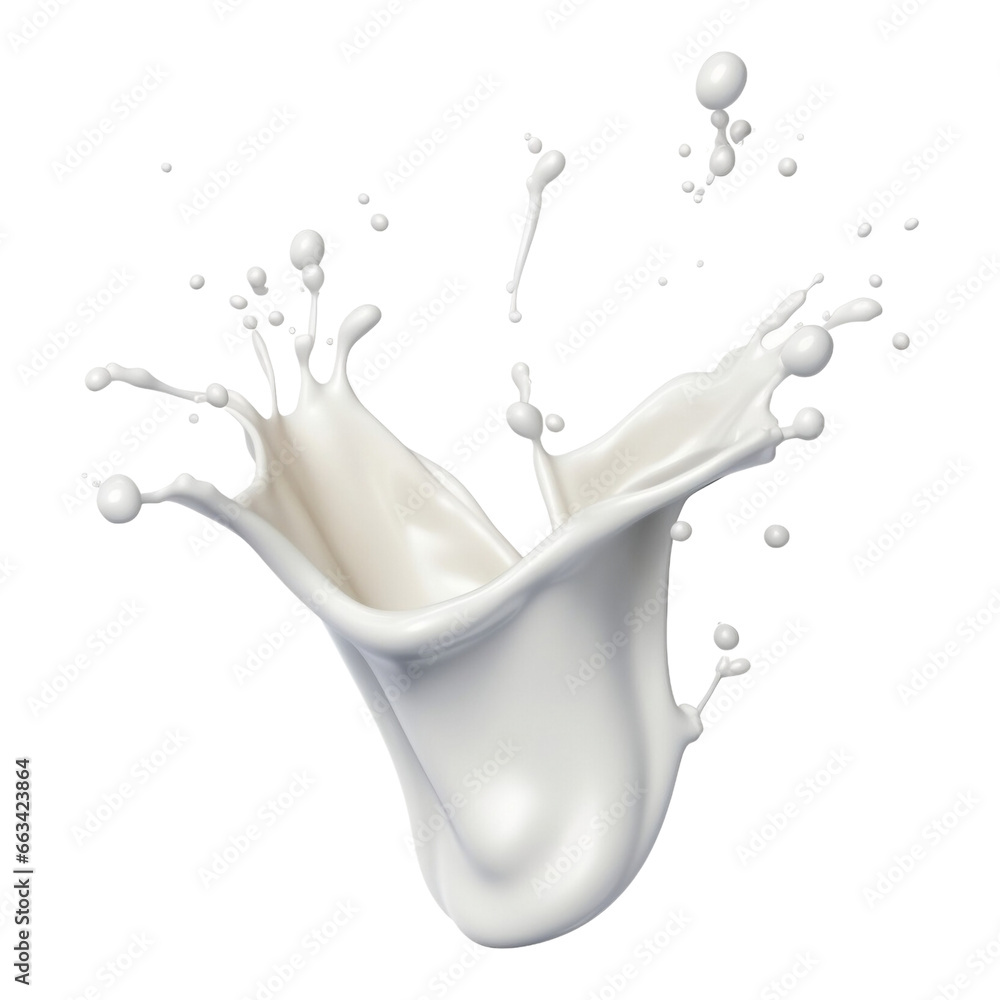 Milk splash isolated on transparent background, white creamy liquid ...