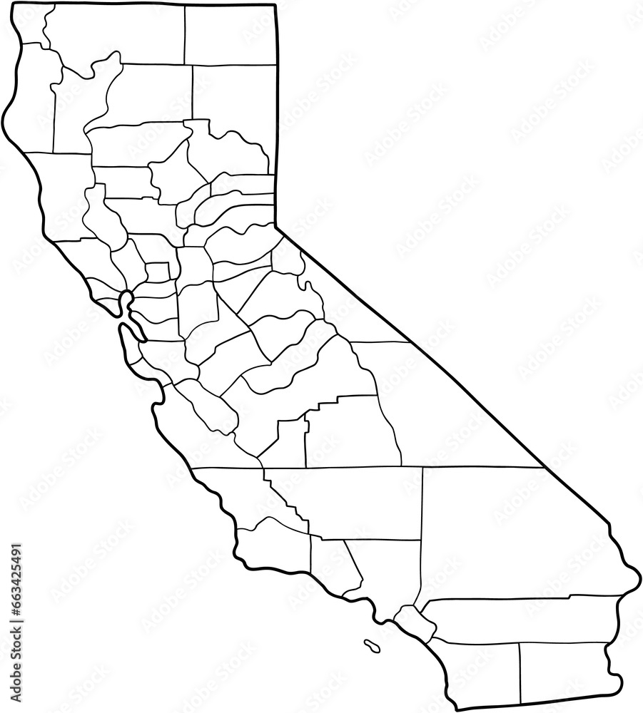 doodle freehand drawing of california state map. Stock Illustration ...