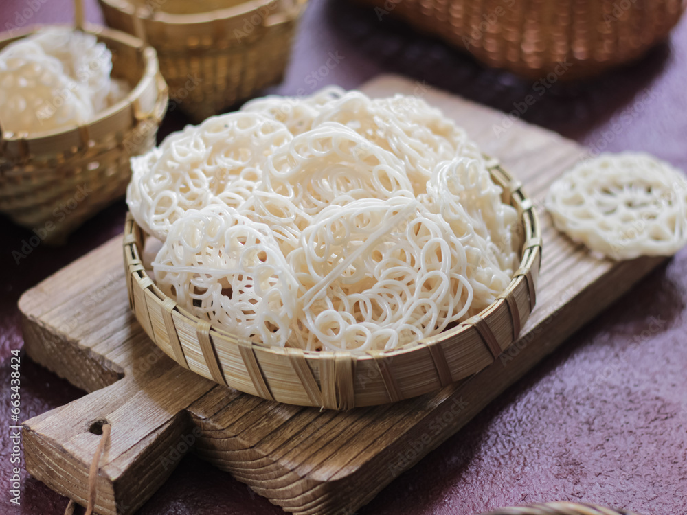 Kerupuk Kembang Mawar Mentah or Raw Rose Crackers, Indonesian ...