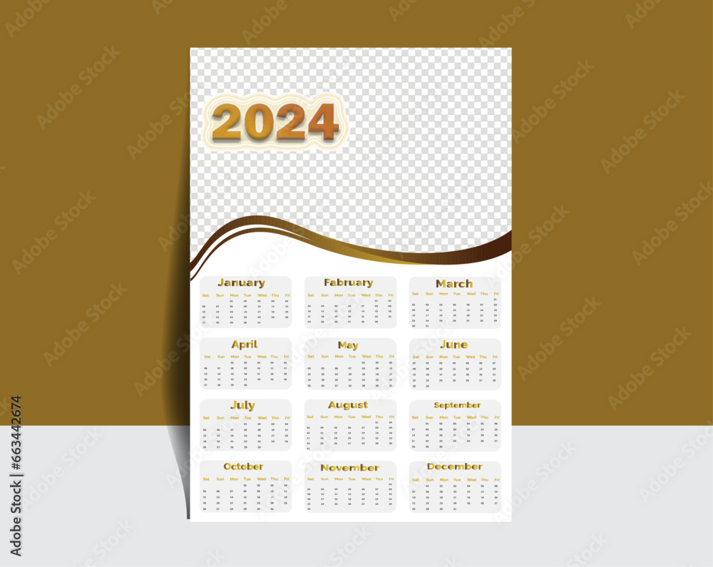 2024 and calendar start Saturday corporate design planner template ...