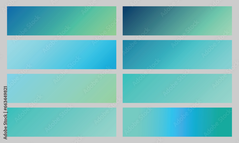 Gradient Color Set blue. Elegant blue color gradient set collection. Vector set of blue metallic ...