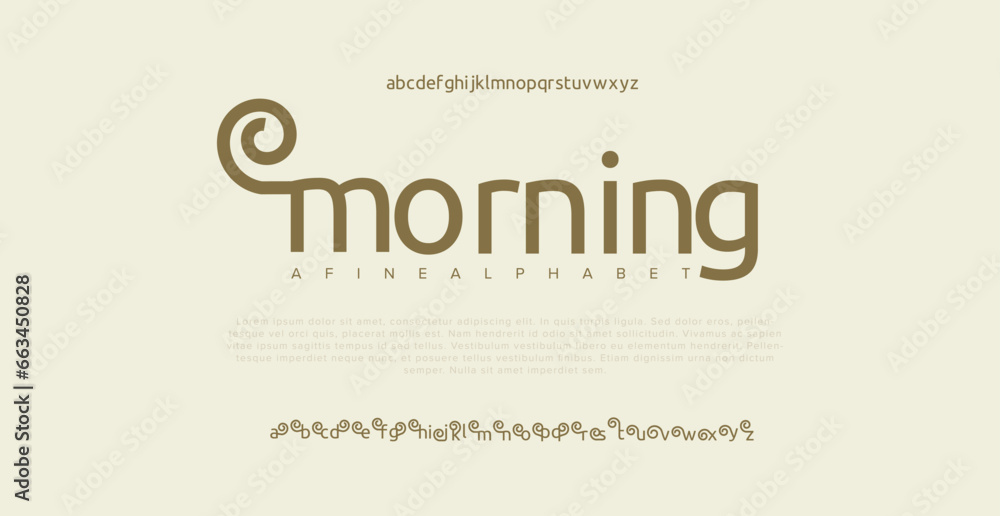 Morning Luxury alphabet letter and number. Elegant typography classic ...