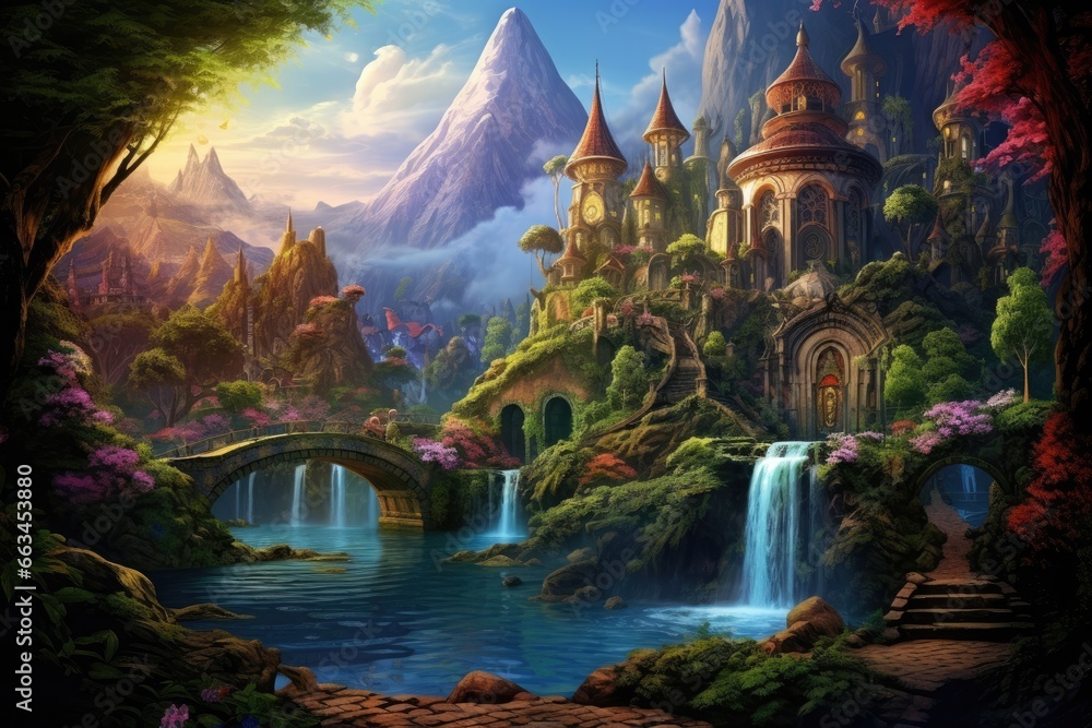Visual Novel Background : Castle in a Majestic Fantasy Realm Stock ...