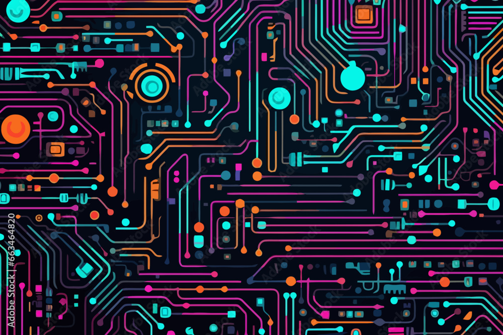 Circuit board texture quirky doodle pattern, wallpaper, background ...