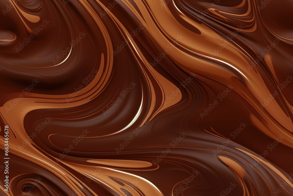 Seamless tile of sweet melted milk chocolate texture with silky swirls ...