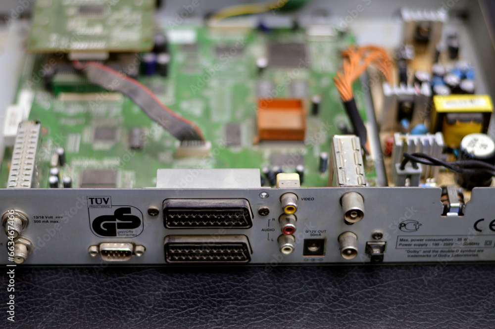 Cairo, Egypt, October 15 2023: Interior of an old satellite receiver ...