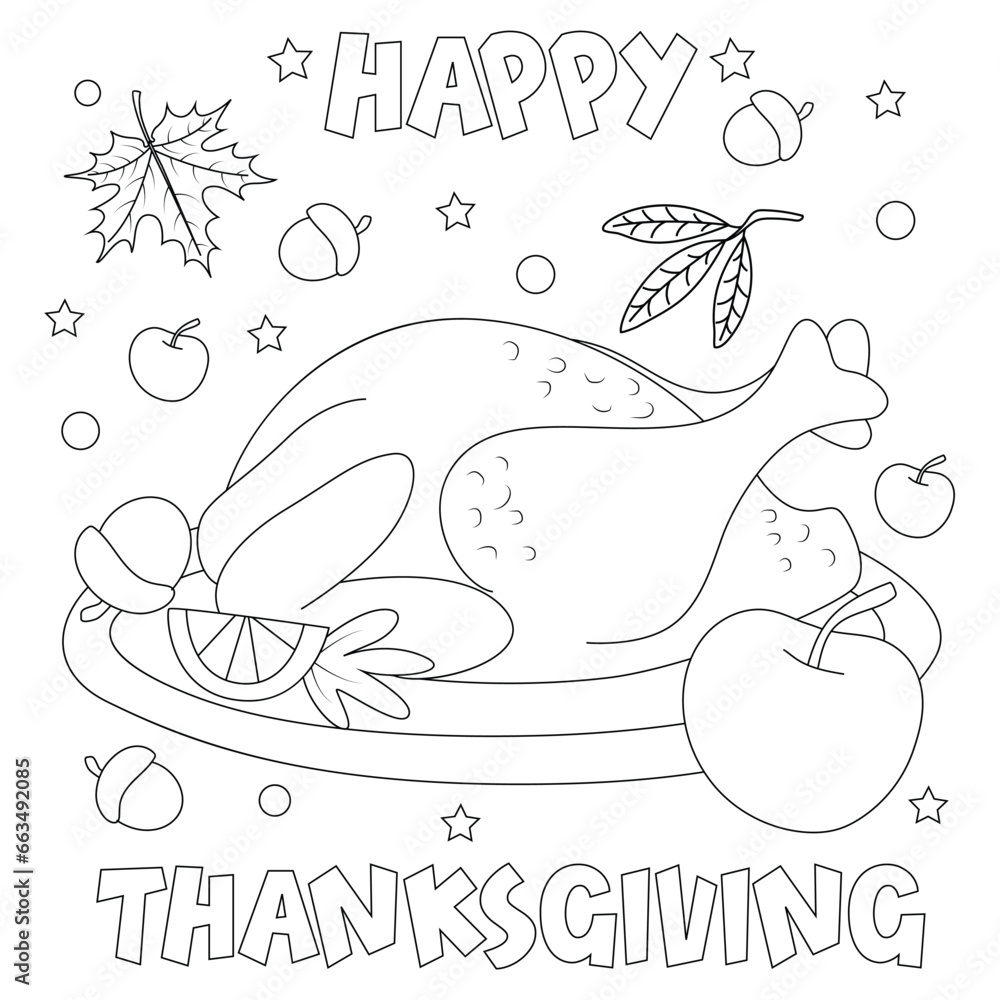 Thanksgiving Coloring Pages for kids drawing. Turkey coloring page ...