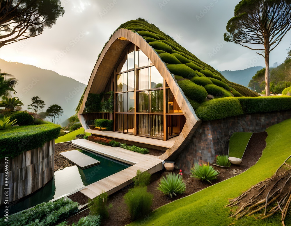 Organic house embedded in a designed hillside, architectural photos ...