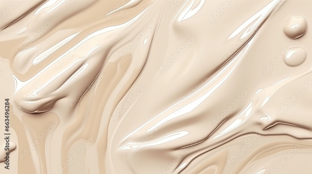 Realistic foundation creamy texture. Liquid sweet melted caramel. Wavy ...