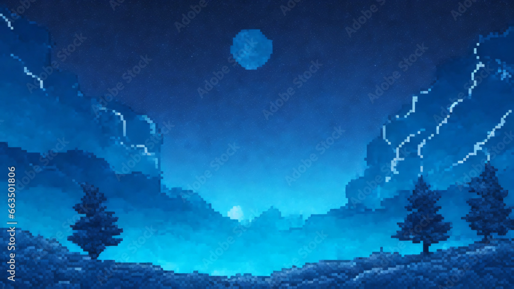 Starry night sky, pixel art 32-bit, maximum resolution, AI Stock ...