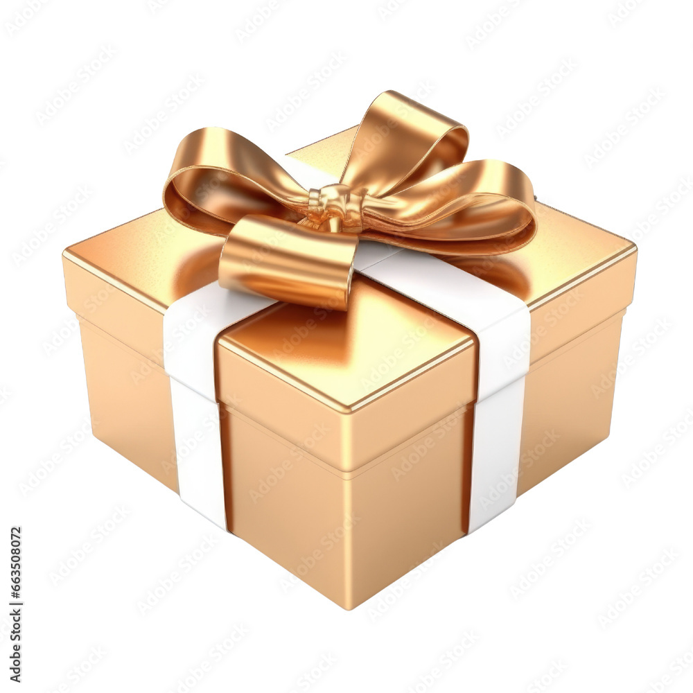 Gold gift box clipart for design isolated on transparent background ...
