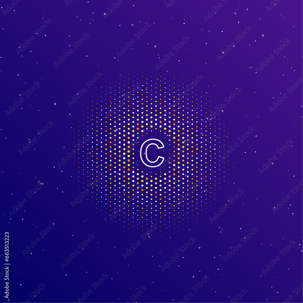A large white contour capital letter C symbol in the center, surrounded ...
