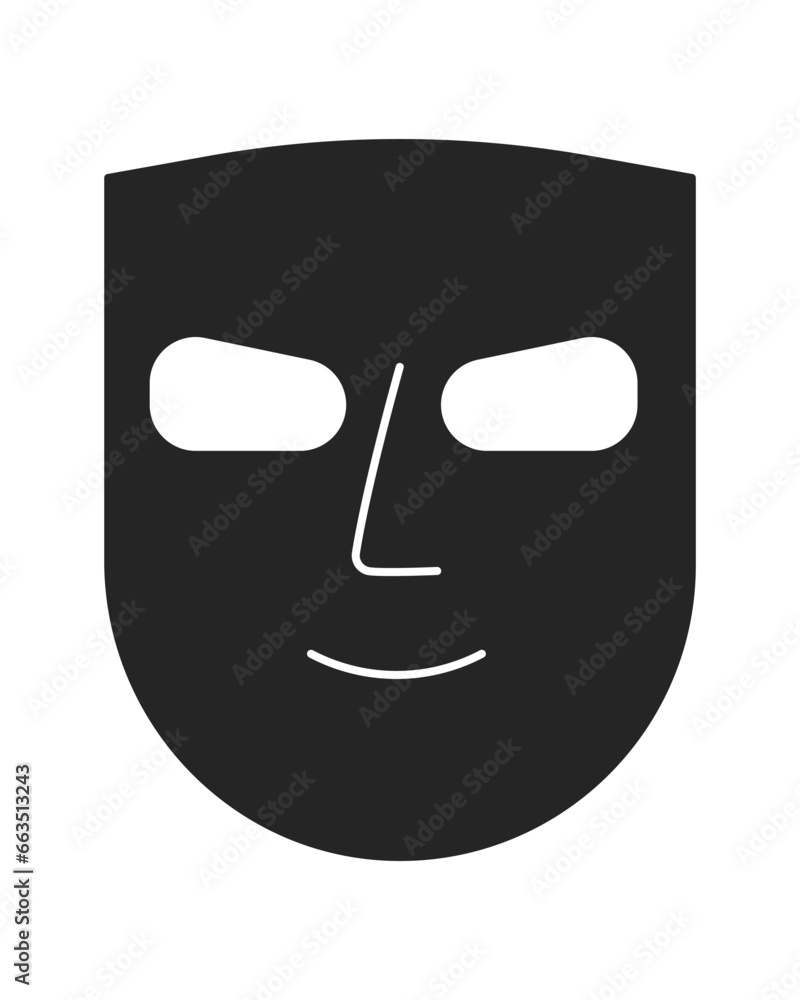 Mystery mask hide face flat monochrome isolated vector object ...