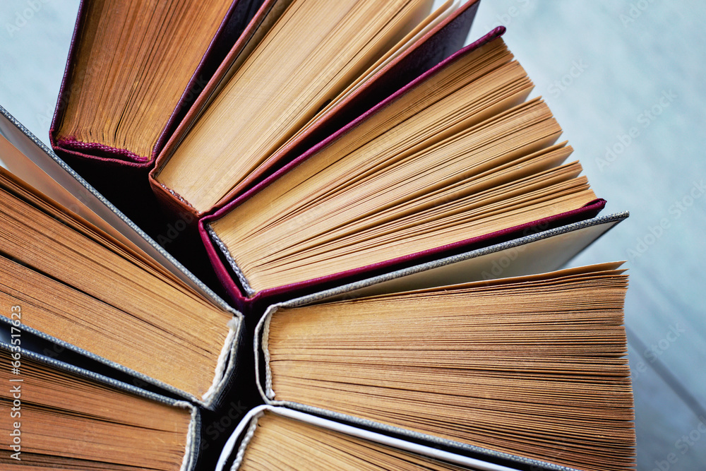 Book volumes in a vintage style, an atmosphere of reading, learning ...