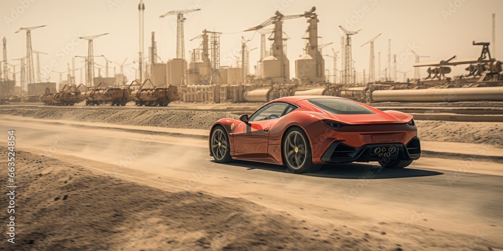 Oil Sheikh Views His Expansive Oil Fields from the Window of a Modern ...