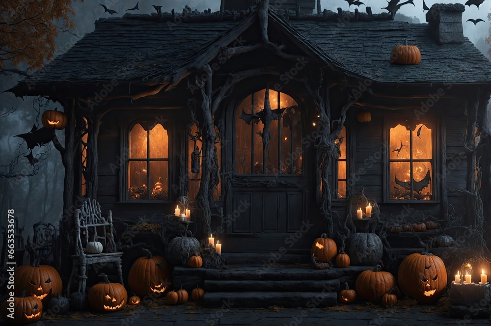 Halloween Backdrop, Witch Cottage, HALLOWEEN DIGITAL BACKDROP, witch ...