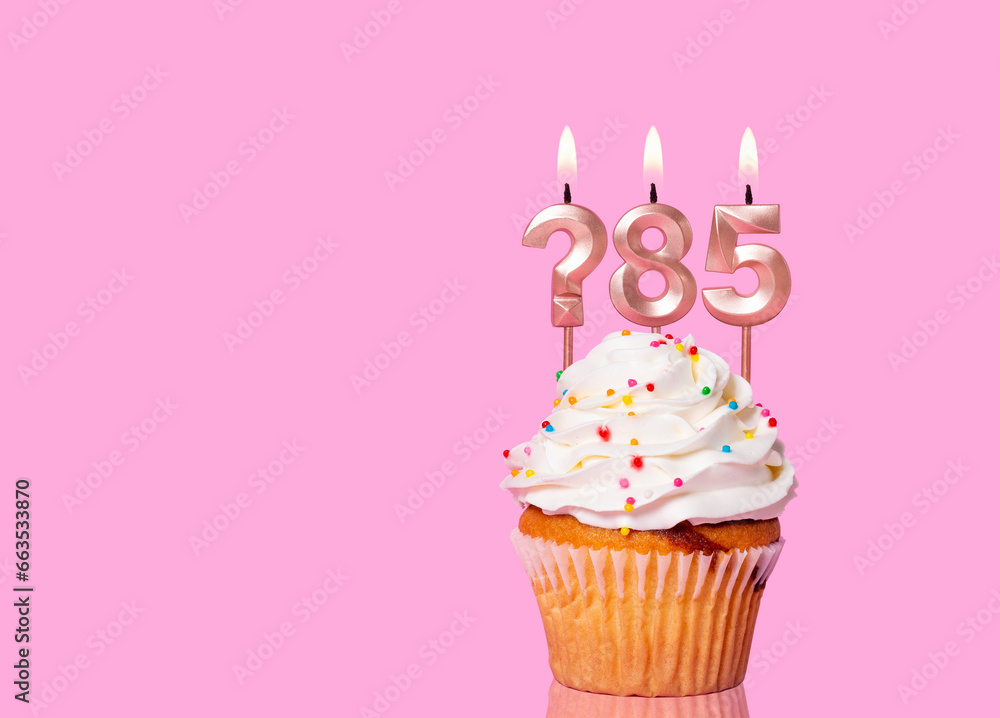 Birthday Cake With Candle Question Mark And Number 85 Stock Photo ...