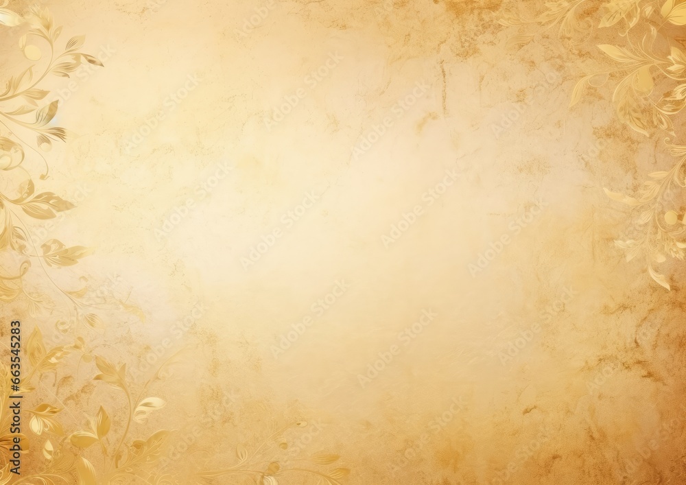 Golden wedding invitation card background, floral ornaments with copy ...