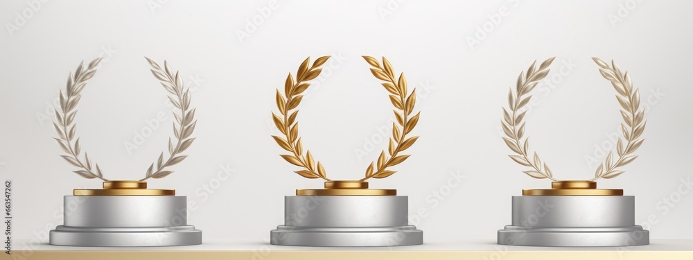 Winner award podium prize silver gold trophy win champion pedestal ...